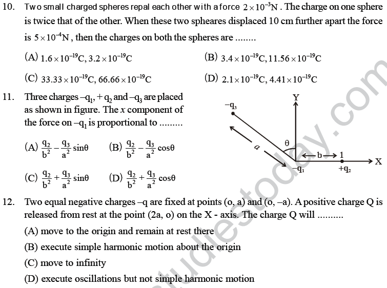 NEET UG Physics Electrostatics MCQs with Answers